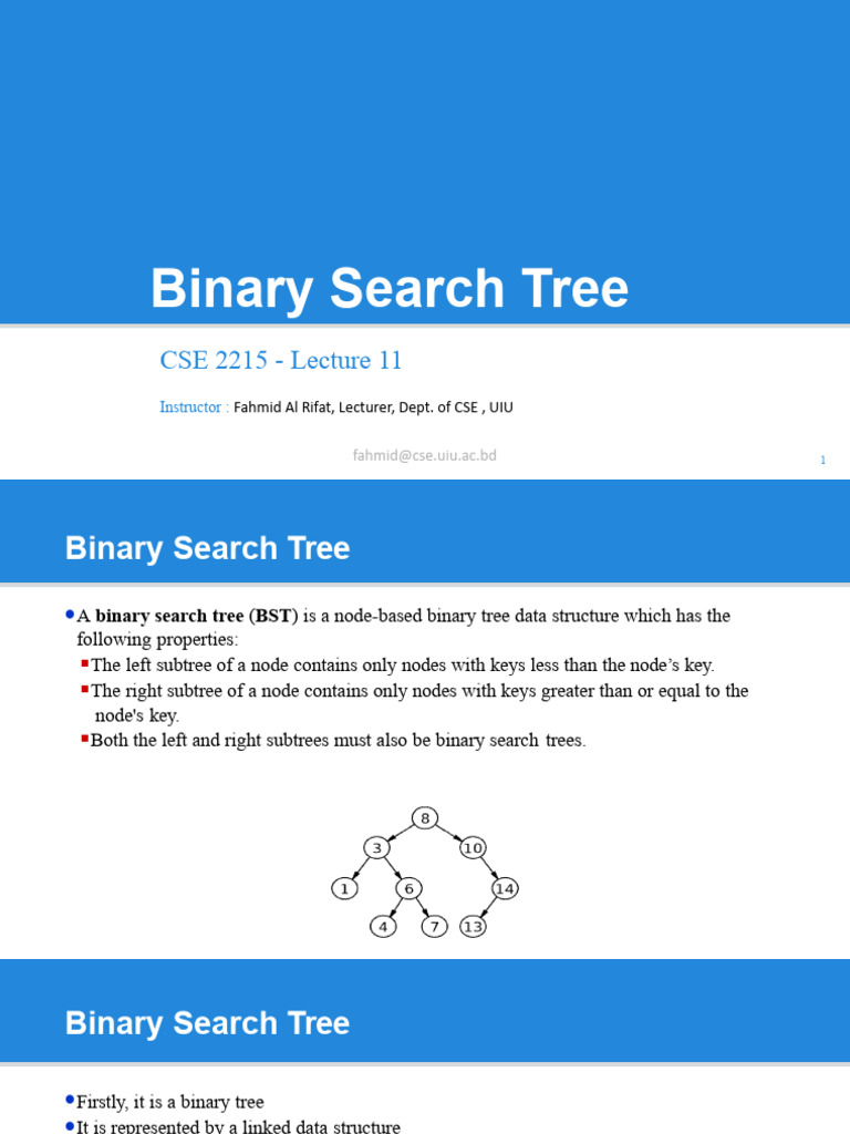 Binary Search Tree Pdf Algorithms And Data Structures Computer