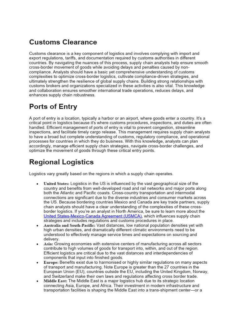 Customs Clearance | PDF | Logistics | Supply Chain
