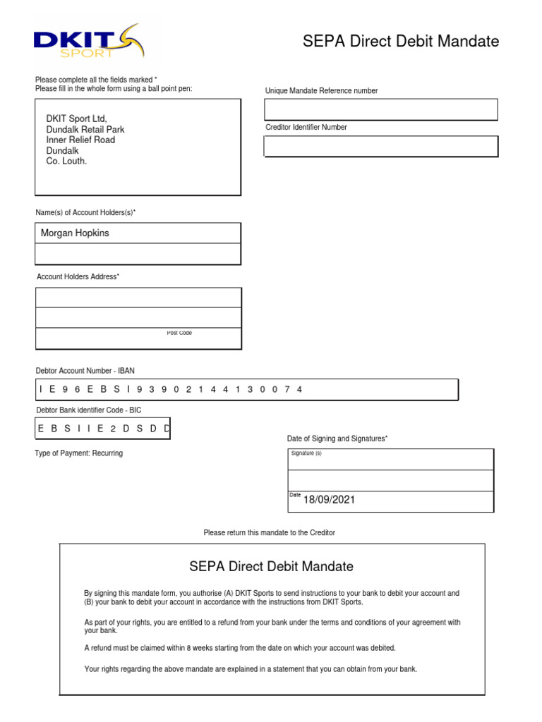 Aura EPA Direct Debit Mandate | PDF | Business | Law