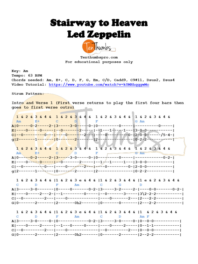 Led Zeppelin - Stairway To Heaven - Ukulele | PDF | Song Structure ...