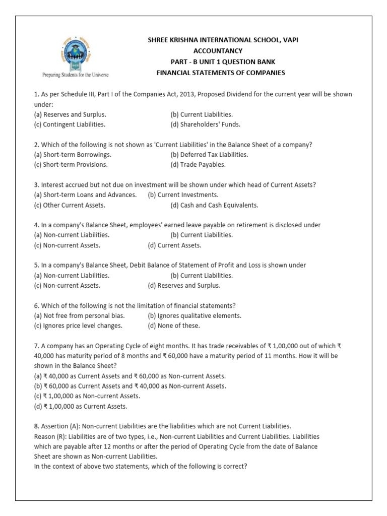 Xii - Acc - Unit 1 Part B - Financial Statements of Companies ...