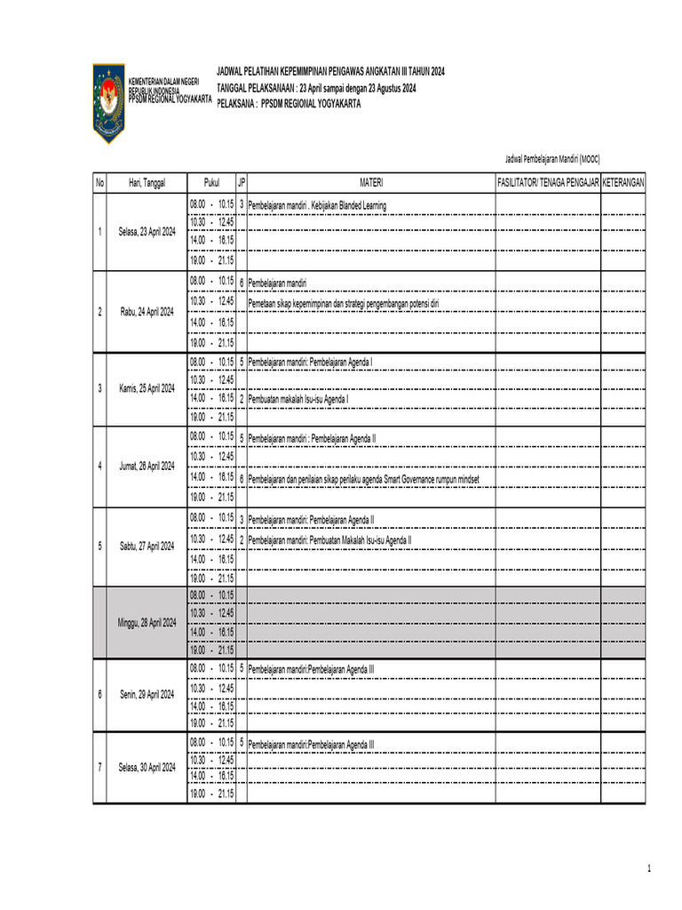 Jadwal PKP 3 | PDF