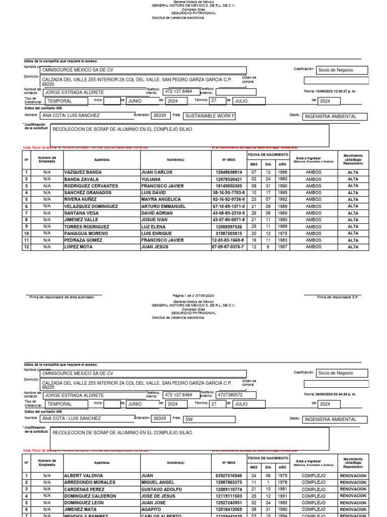 Carta de Acceso Gm | PDF