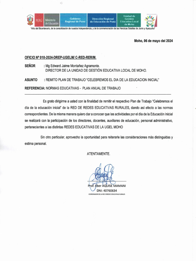 Plan de Trabajo de Aniversario Inicial 2024 | PDF