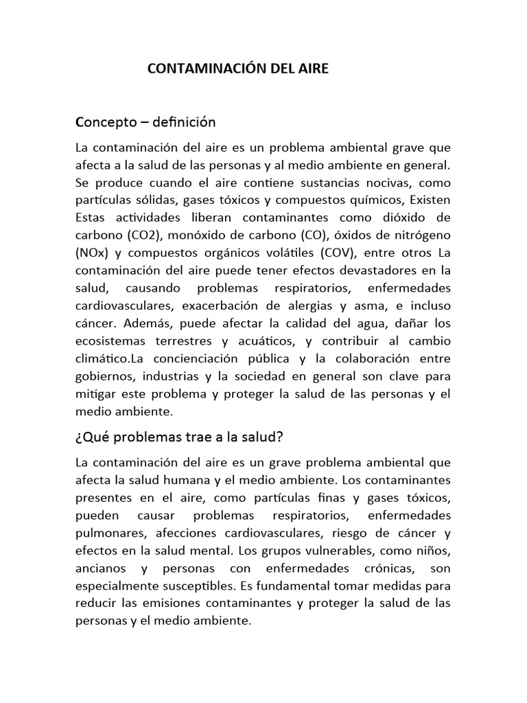 Contaminación Del Aire | PDF | Contaminación | La contaminación del aire