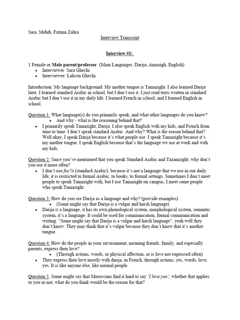 Language Use and Emotional Expression in Morocco | PDF | Nonverbal ...