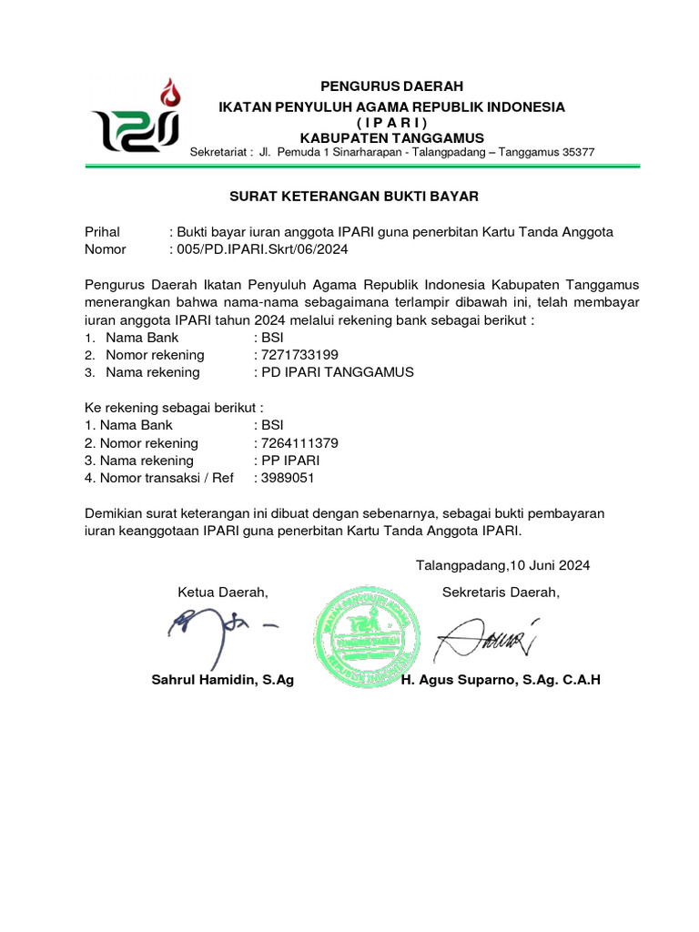 SKBB PD IPARI TANGGAMUS TAHUN 2024 | PDF