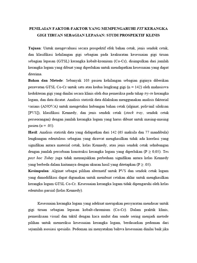 Faktor Pengaruh Kesesuaian Gigi Tiruan Co-Cr | PDF