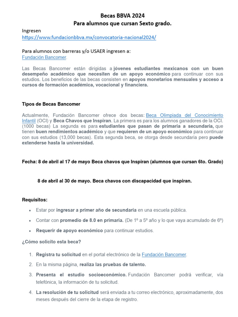 Beca Bbva 2024 | PDF | Crecimiento personal y profesional | Ciencias sociales