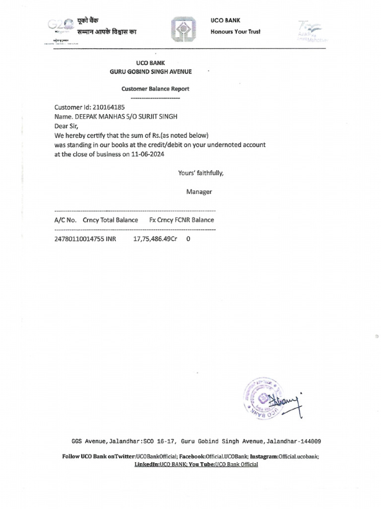 Scanned Balance Certificate Deepak | PDF