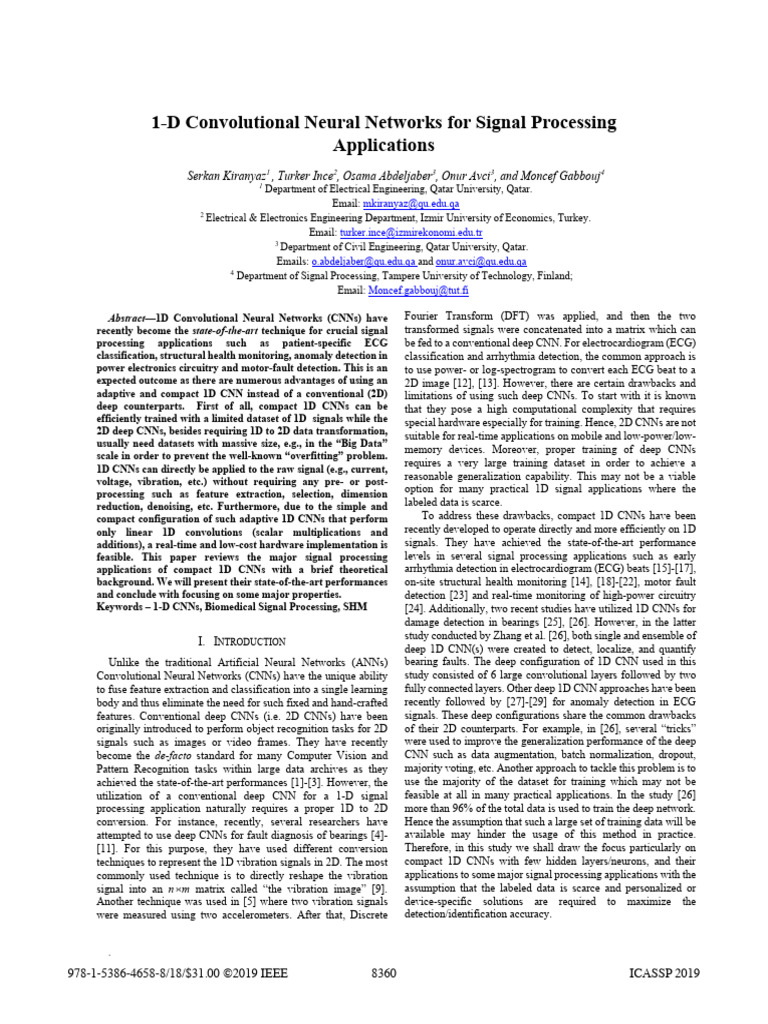 1-D Convolutional Neural Networks For Signal Processing Applications | PDF | Applied Mathematics ...