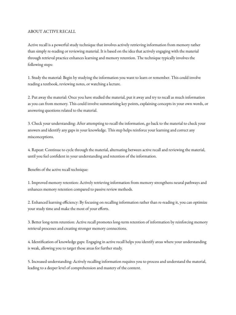 About Active Recall | PDF