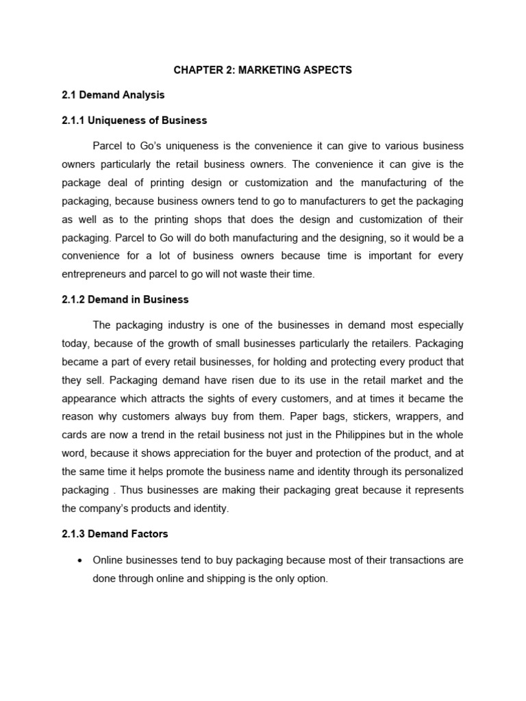 Feasibility Study Chapter2 | PDF | Retail | Packaging And Labeling