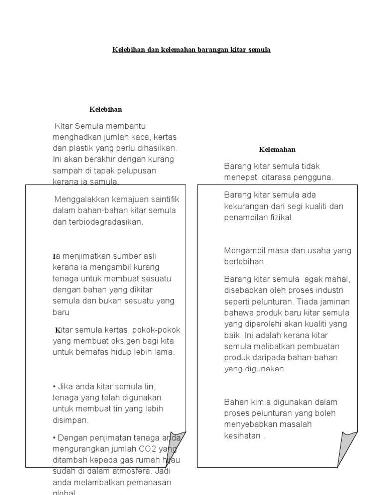 Contoh Karangan Tentang Kelebihan Kitar Semula - oglasopa