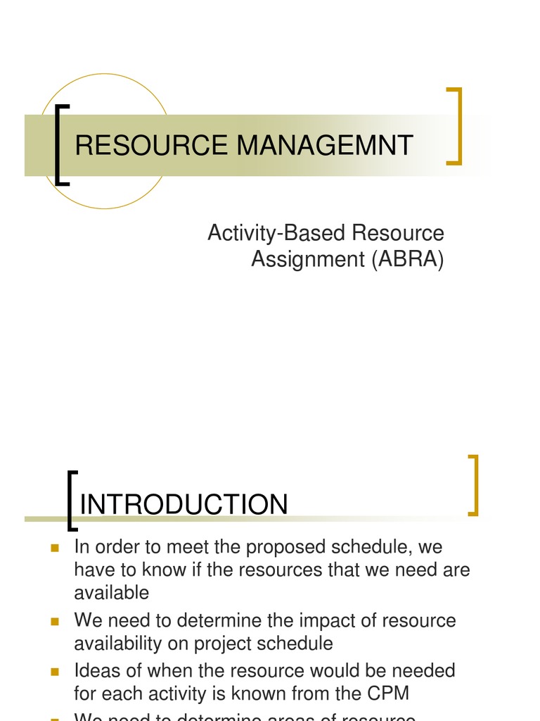 Resource Managemnt: Activity-Based Resource Assignment (ABRA) | PDF ...