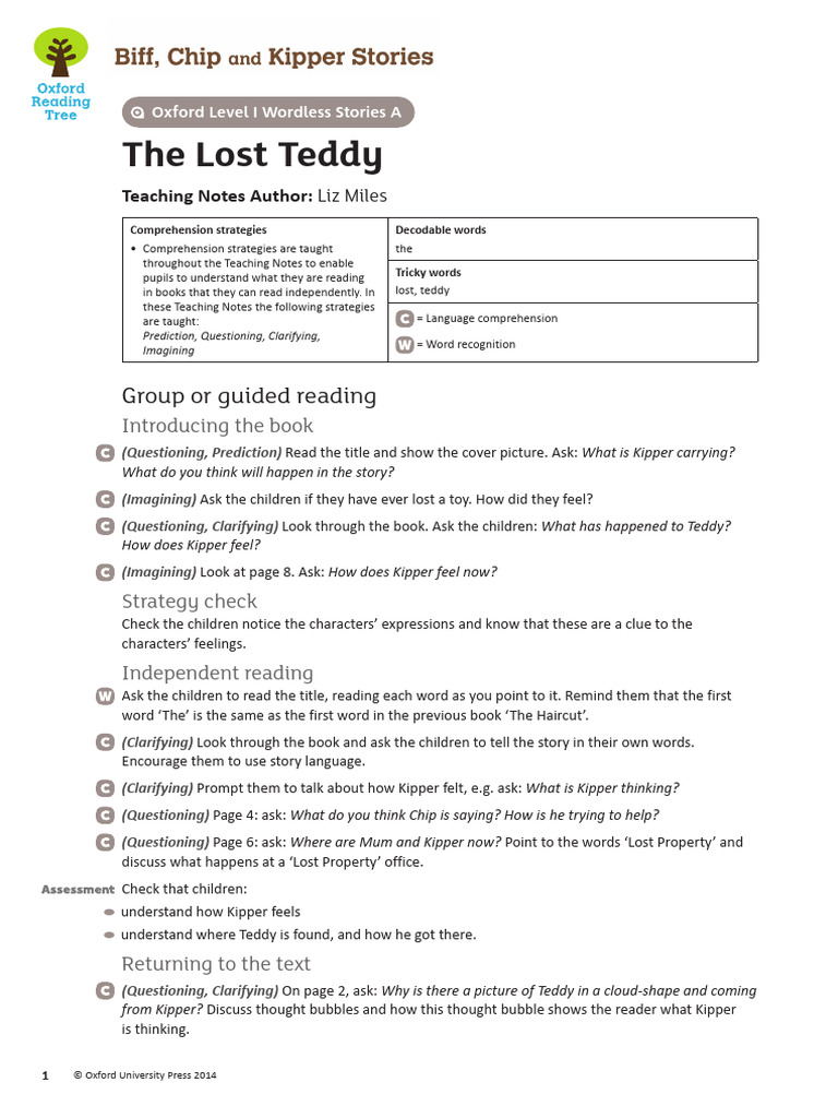 The Lost Teddy | PDF | Reading Comprehension | Cognition