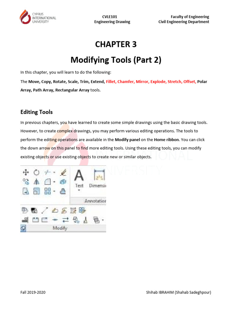 Cvle101 Chapter 3 Modifying Tools Part 2 | PDF | Shape | Geometry