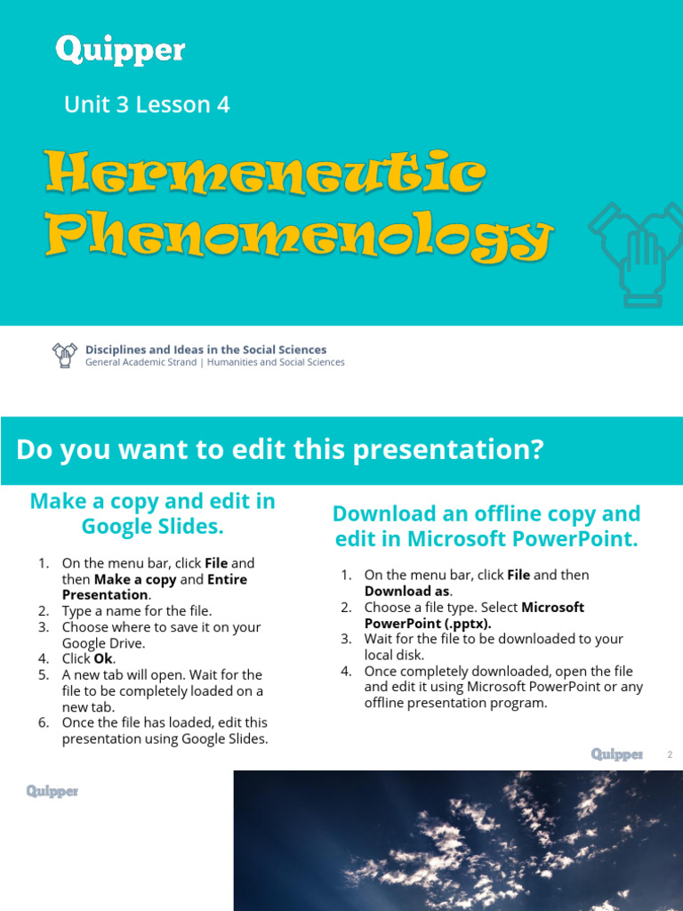 DISS Unit 3 Lesson 4 Hermeneutic Phenomenology | PDF | Hermeneutics ...