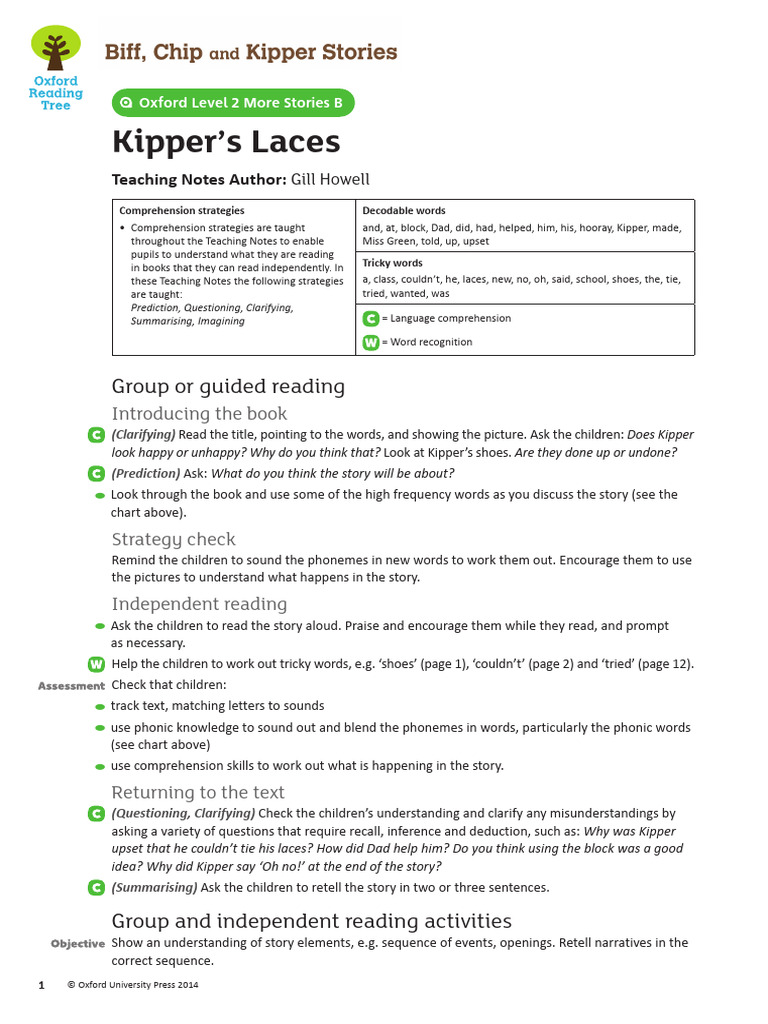 Kipper’s Laces | PDF | Reading Comprehension | Applied Linguistics