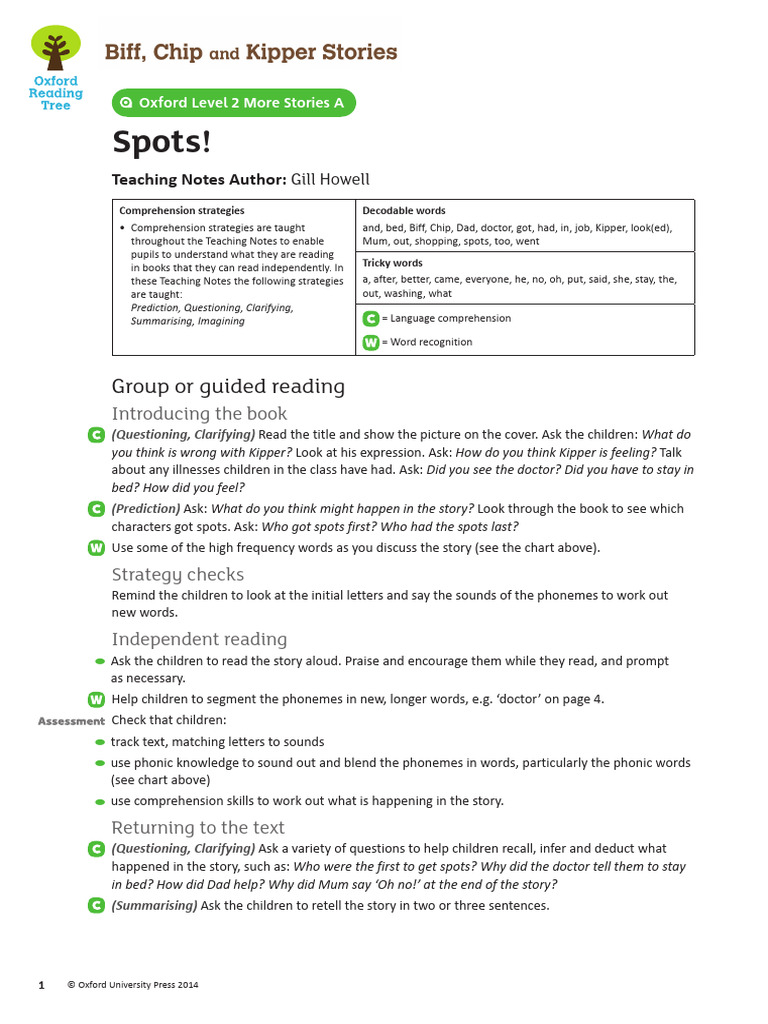 Spots! | PDF | Reading Comprehension | Behavior Modification