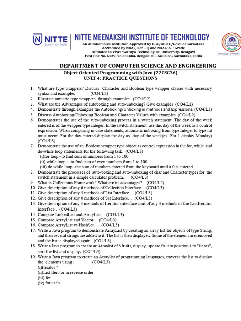 Unit 4 Practice Questions | PDF | Software Development | Object (Computer Science)
