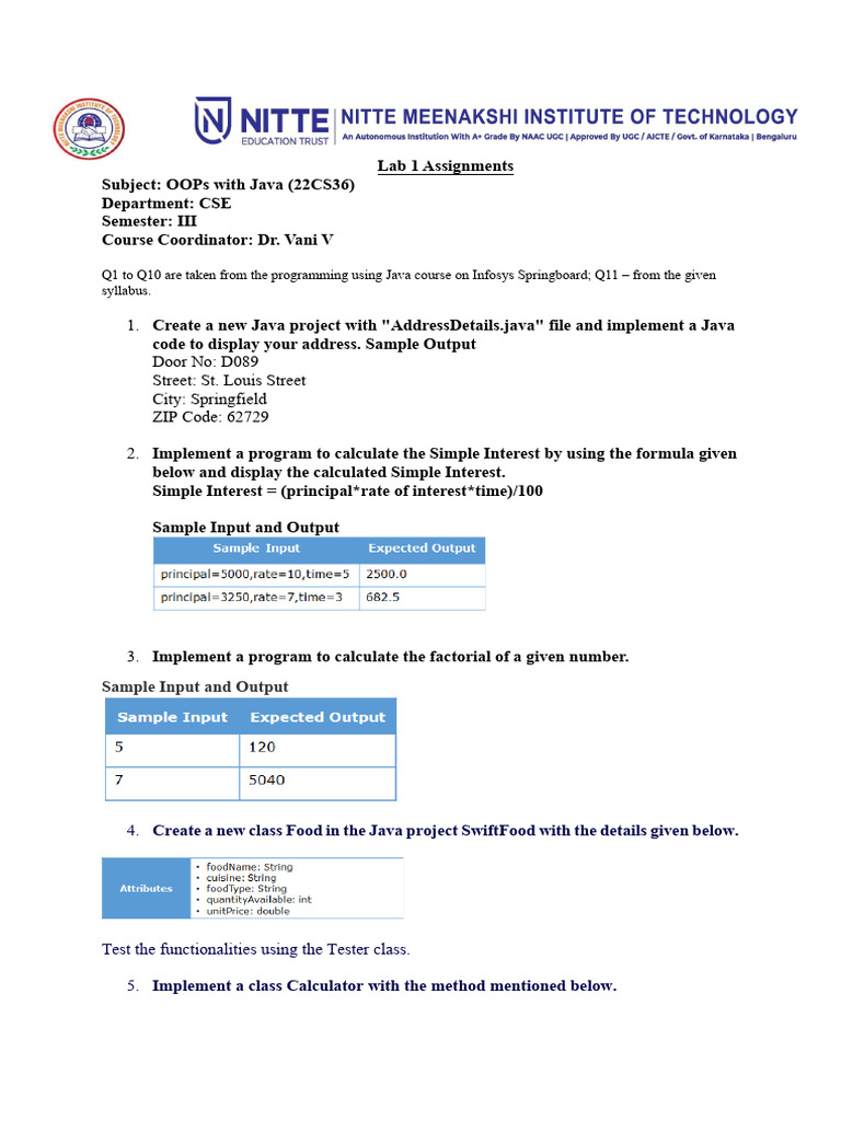 Lab 1 Assignments | PDF | Method (Computer Programming) | Constructor (Object Oriented Programming)