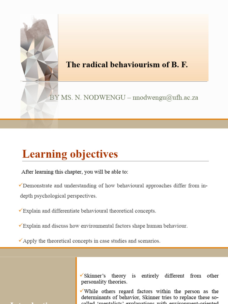 B. F. Skinner Radical Behaviourism Theory | PDF | Reinforcement ...