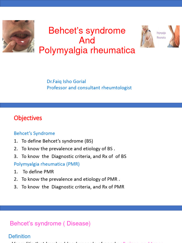 L8. Behcet’s syndrome And Polymyalgia rheumatica | Download Free PDF ...
