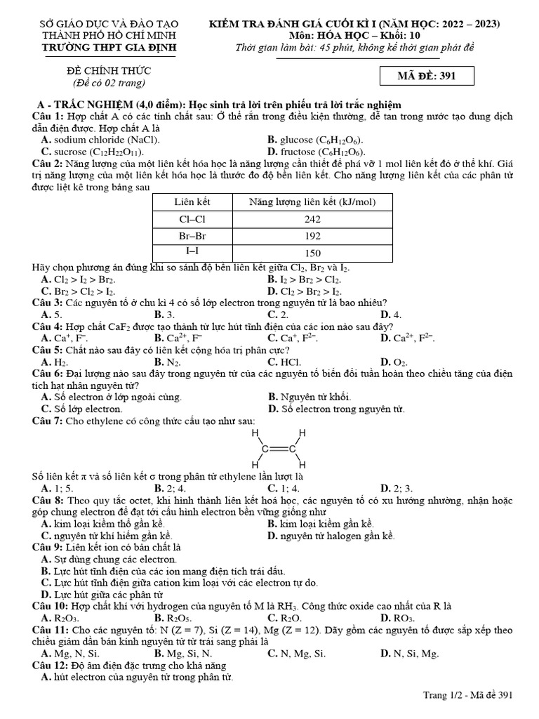 Hoa10 Ma 391 - 281220229 | PDF