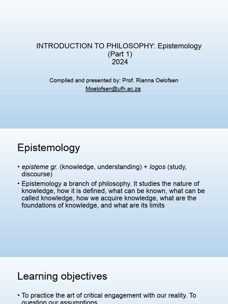 PHL111 Epistemology I | PDF | Knowledge | Epistemology