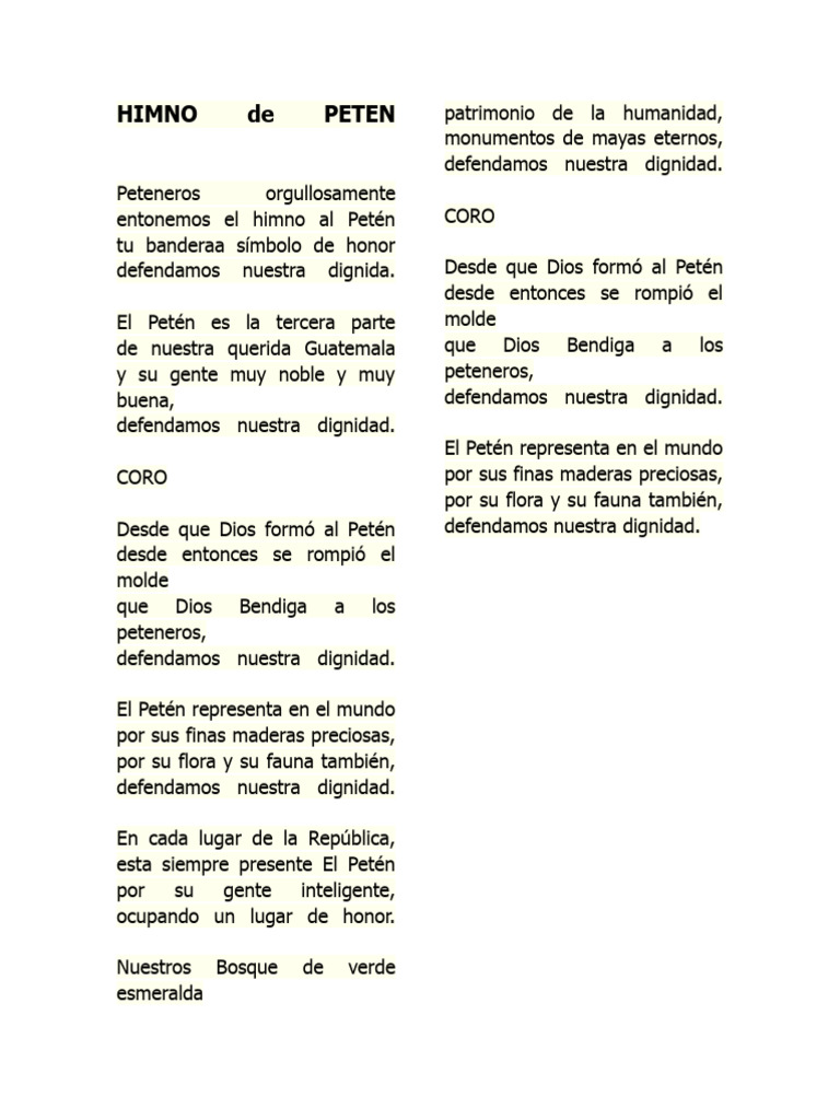 Himno de Peten | PDF | Estudios de idiomas extranjeros | Religión y ...