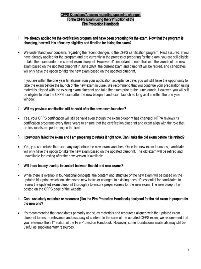 CFPS Q & A 3-15-2024 With New FPH | PDF | Qualifications