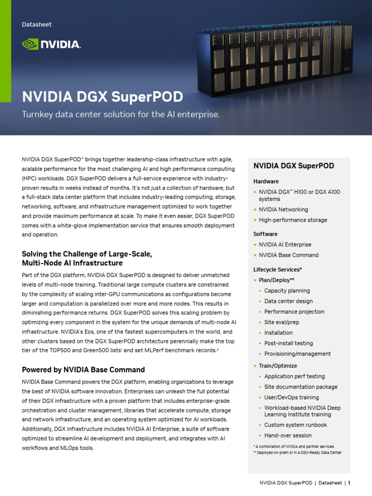 Nvidia DGX Superpod Datasheet Us Web | PDF | Computer Engineering | Computer Hardware