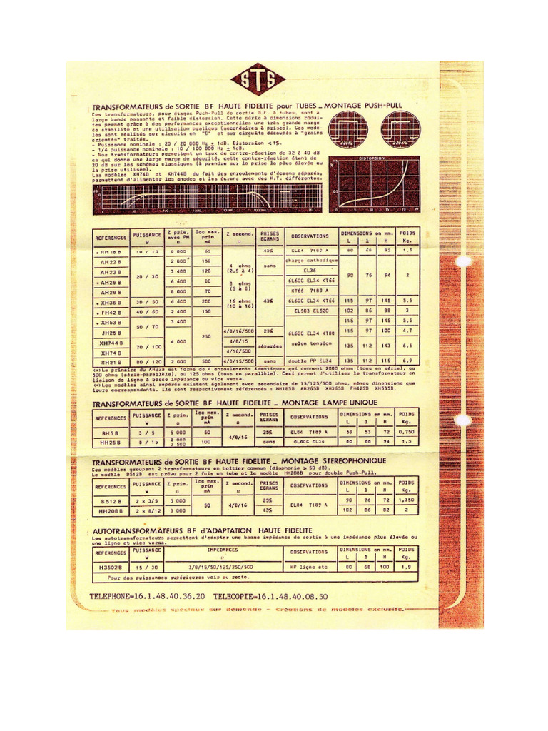 Transformateurs de sortie BF hi-fi pour montage à tubes push-pull | PDF