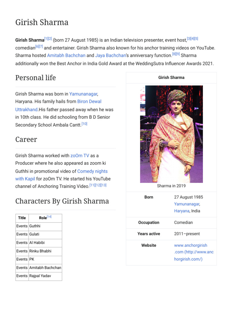 Girish Sharma - Wikipedia | PDF