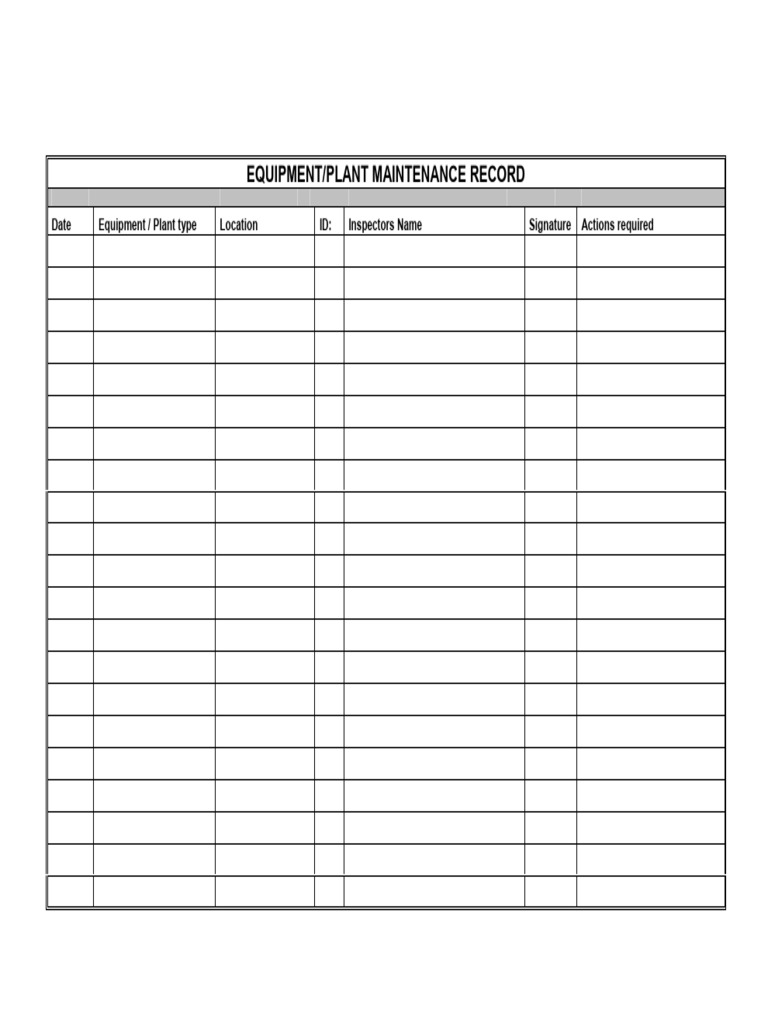 Maintenance Record Sheet | PDF