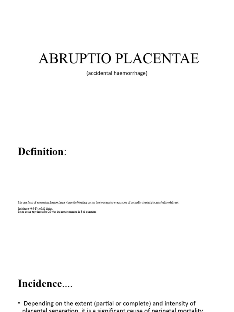 Placenta Abruption 1 | PDF | Placenta | Diseases And Disorders