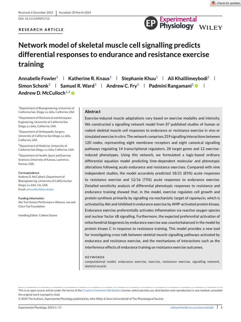 Experimental Physiology - 2024 - Fowler - Network model of skeletal ...