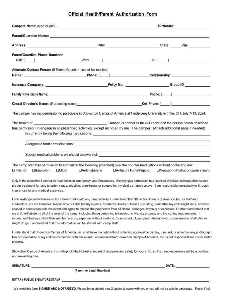 2024 OH Student Health Form | PDF | Health Care