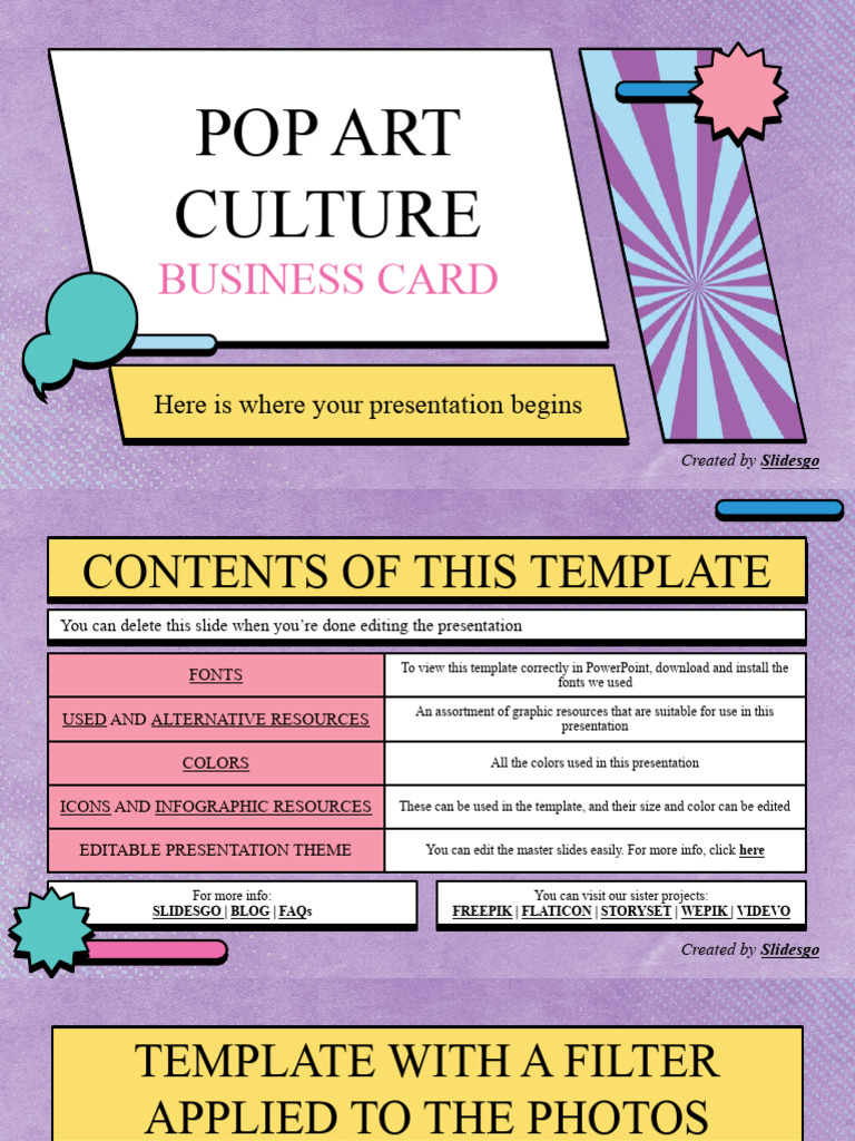 Pop Art Culture Business Card by Slidesgo | PDF | Planets | Computer File