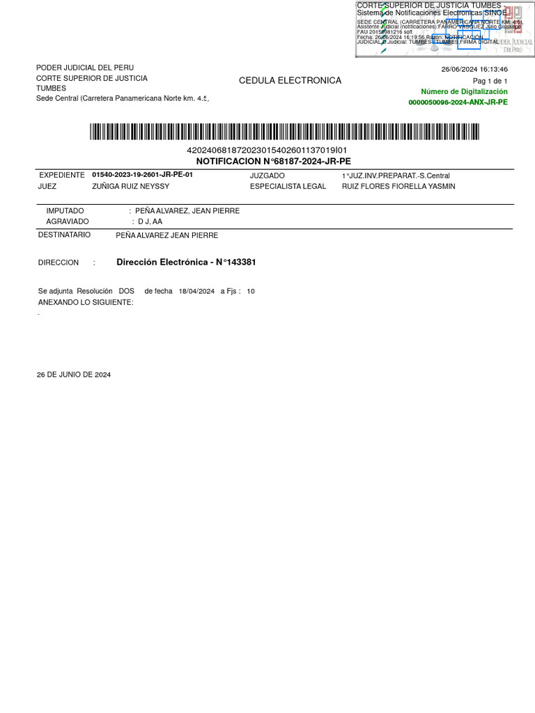 Exp. 01540-2023-19-2601-JR-PE-01 - Consolidado - 68187-2024 | PDF | Ley ...