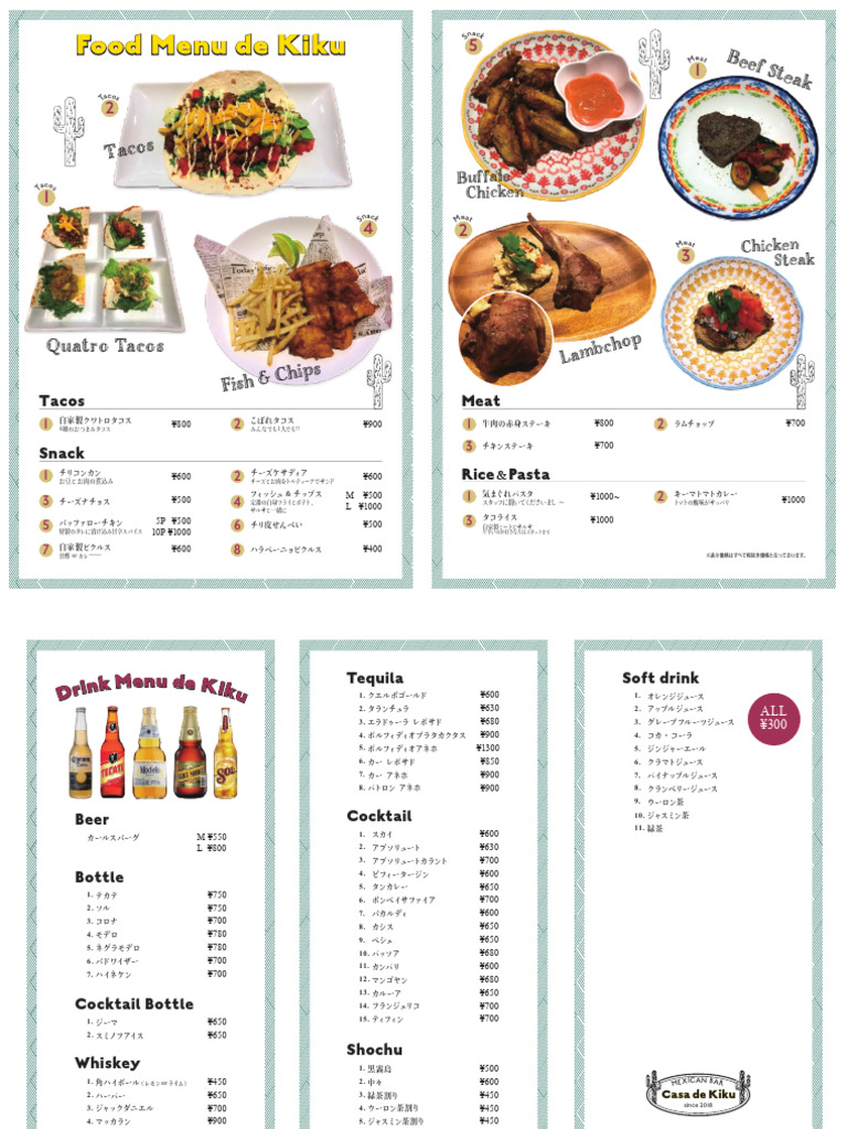 Casa de Kiku Menu | PDF