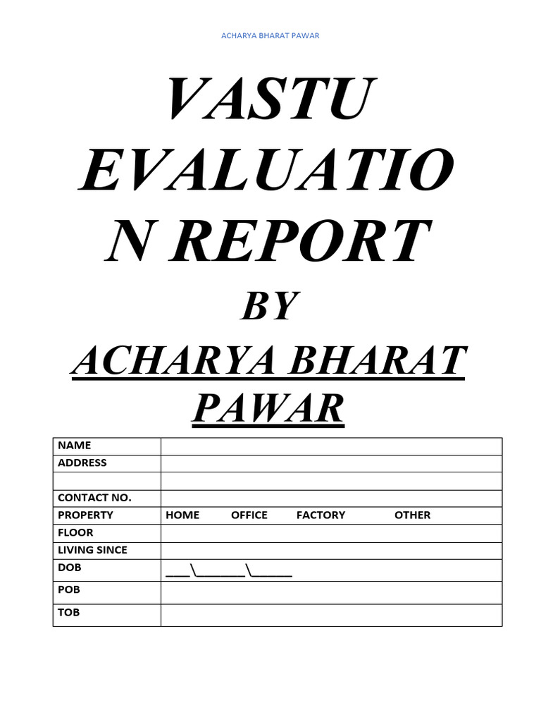 VASTU EVALUATION REPORT | PDF