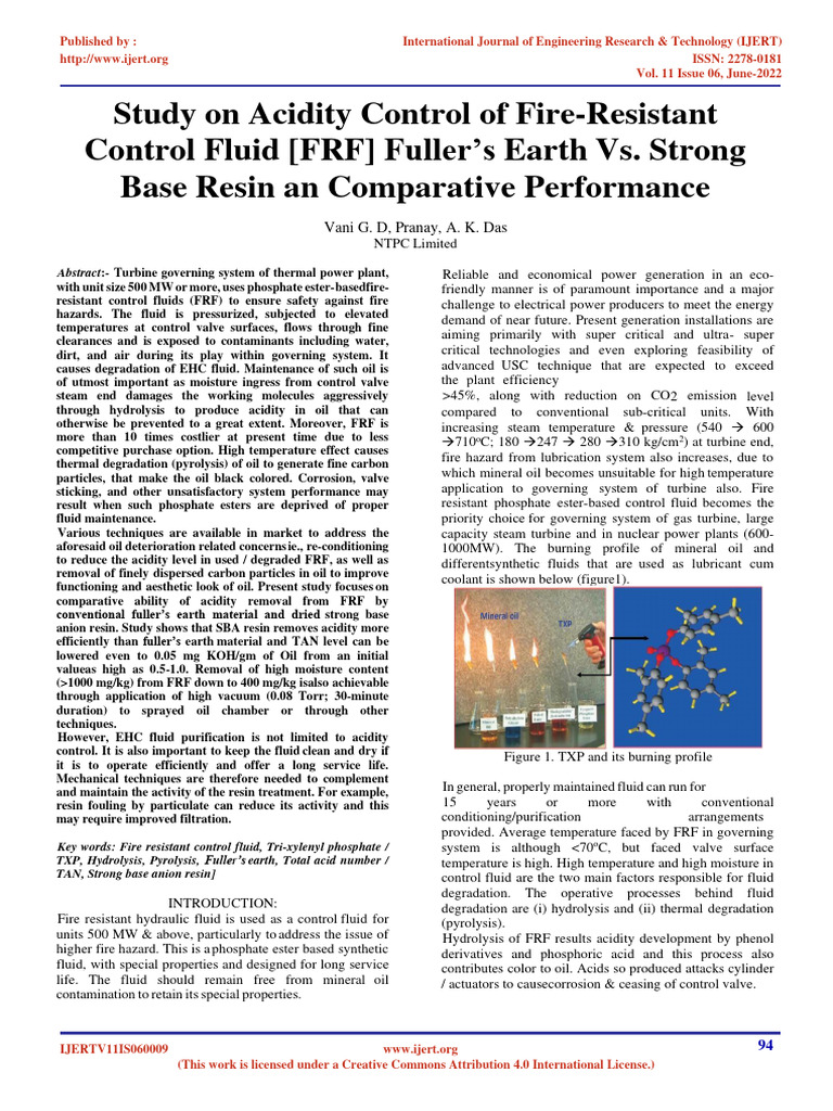 Acidity Control in Fire-Resistant Fluids | PDF | Soil | Acid