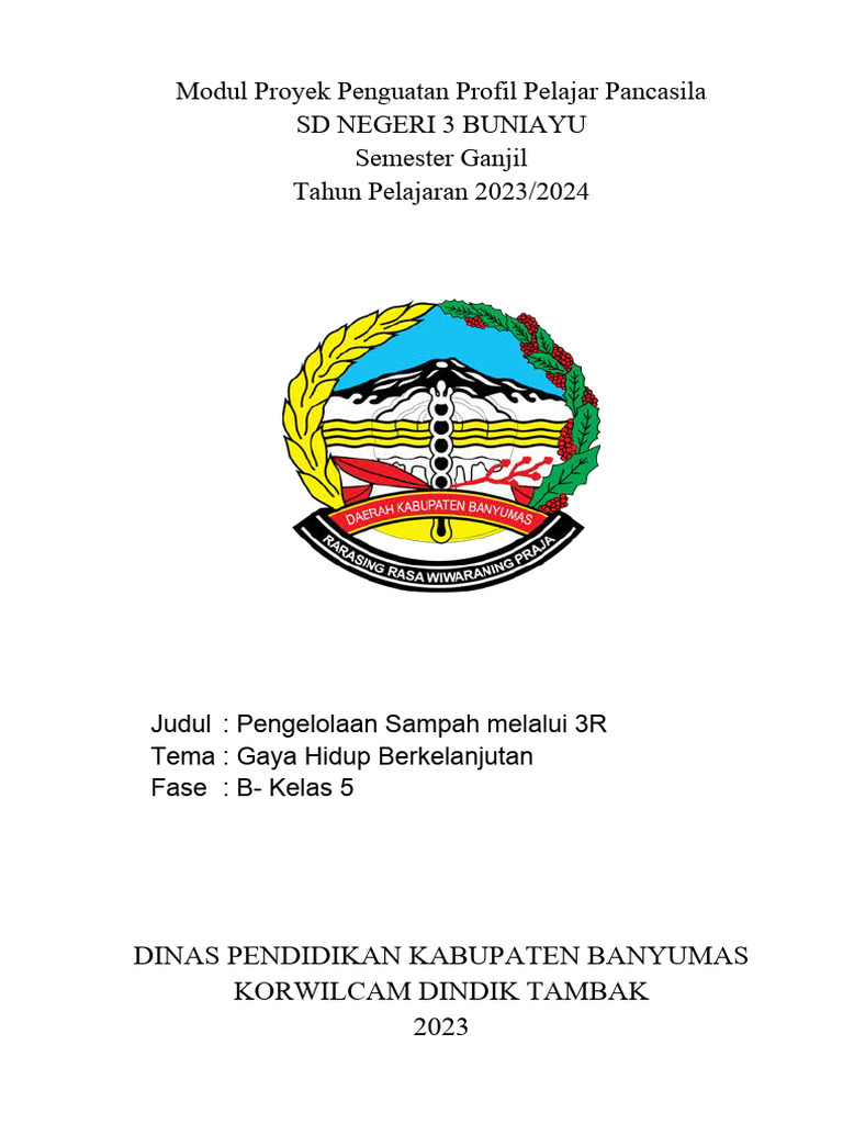 CONTOH MODUL PROYEK P5 FASE B TEMA GAYA HIDUP BERKELANJUTAN | PDF