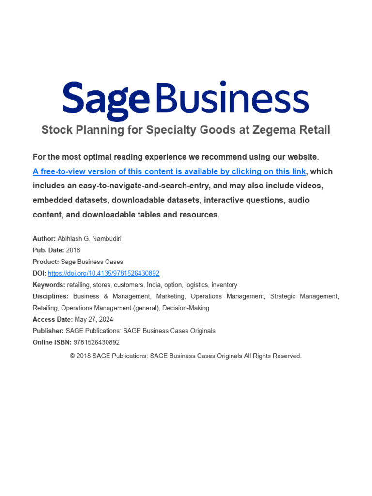 Case Study 2 | PDF | Retail | Merchandising