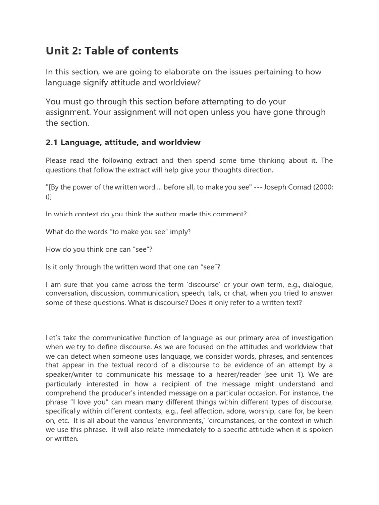 Unit 2 | PDF | Discourse | Knowledge