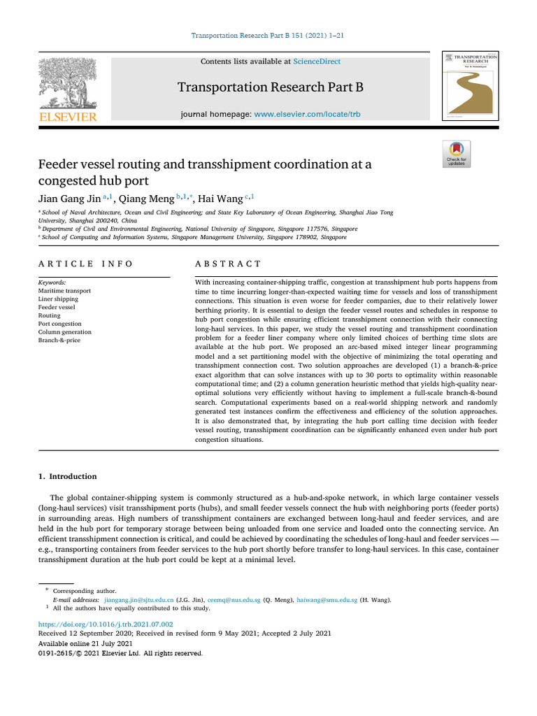 2021-TRB-feeder Vessel Routing and Transshipment Coordication at A ...