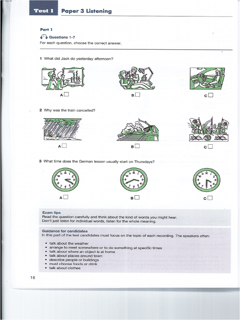 PET_LISTENING 3 PRACTICE | PDF