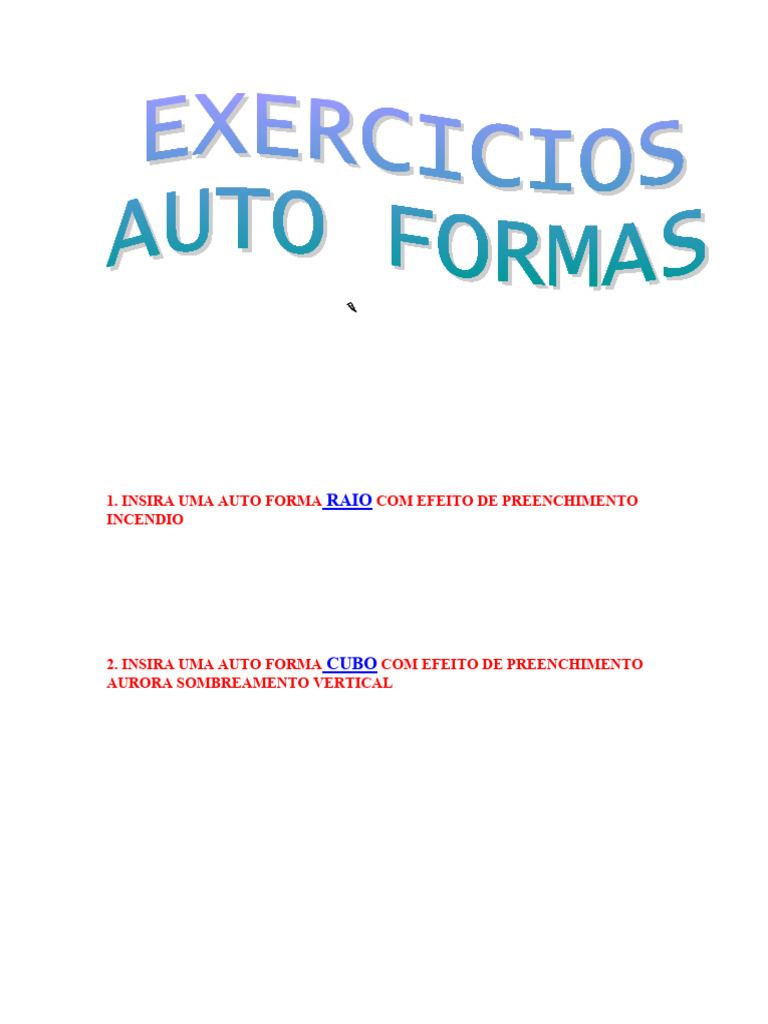EXERCÍCIO-19 EXERCÍCIOS AUTO FORMAS | PDF